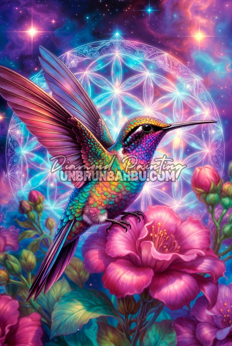 Diamond Painting - Colibri Fleur de Vie, Ailes de Lumière (70cm x 105c ...